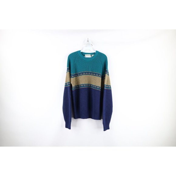Vintage | Sweaters | Vintage 9s Streetwear Large Color Block Chunky ...